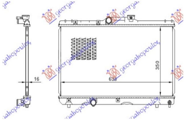 HLADNJAK MOTORA 1.3/1.6 (+/-AC) (63.8×35) (KOYO) TOYOTA COROLLA 2000-2002 (E 11) (OEM: 1640015530)