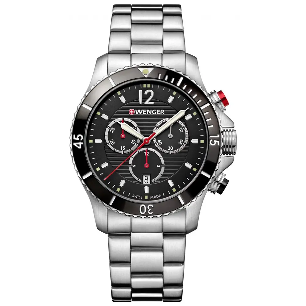 01.0643.109 WENGER Sea Force -Black dial Steel Bracelet Chronograph Dive Men’s Swiss made ručni sat