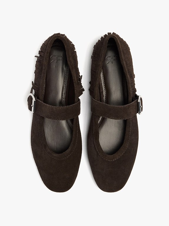 LEATHER BALLET FLATS WITH FRINGES