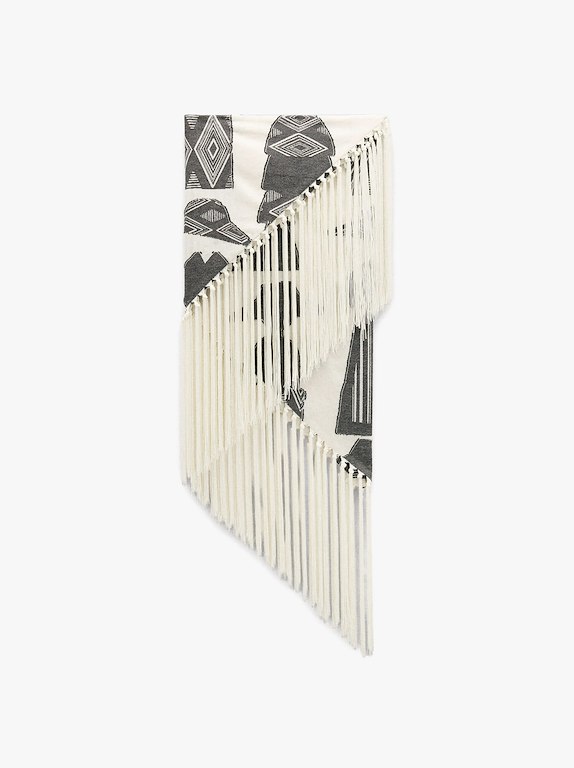 SQUARE JACQUARD SCARF WITH FRINGES