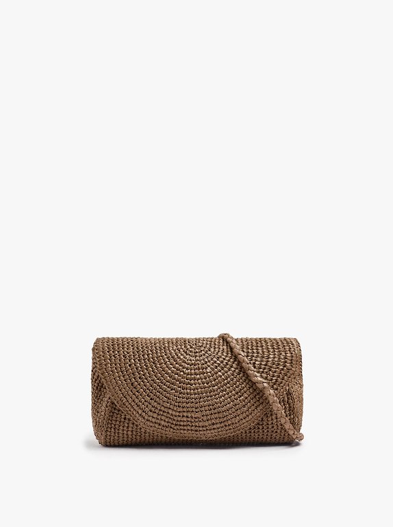 CROSSBODY BAG WITH STRAW EFFECT AND FLAP