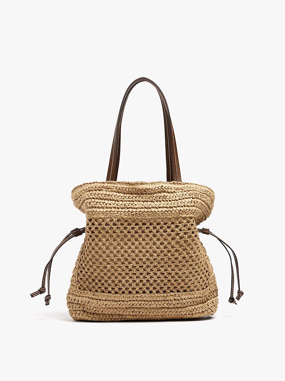 SHOPPER BAG WITH STRAW EFFECT M