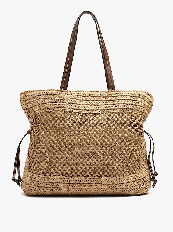 SHOPPER BAG WITH STRAW EFFECT L