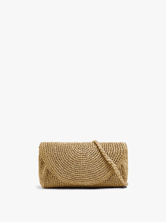 CROSSBODY BAG WITH STRAW EFFECT AND FLAP