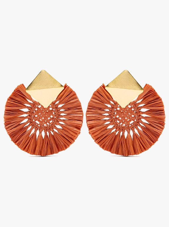 MAXI ROUND EARRINGS WITH RAFFIA