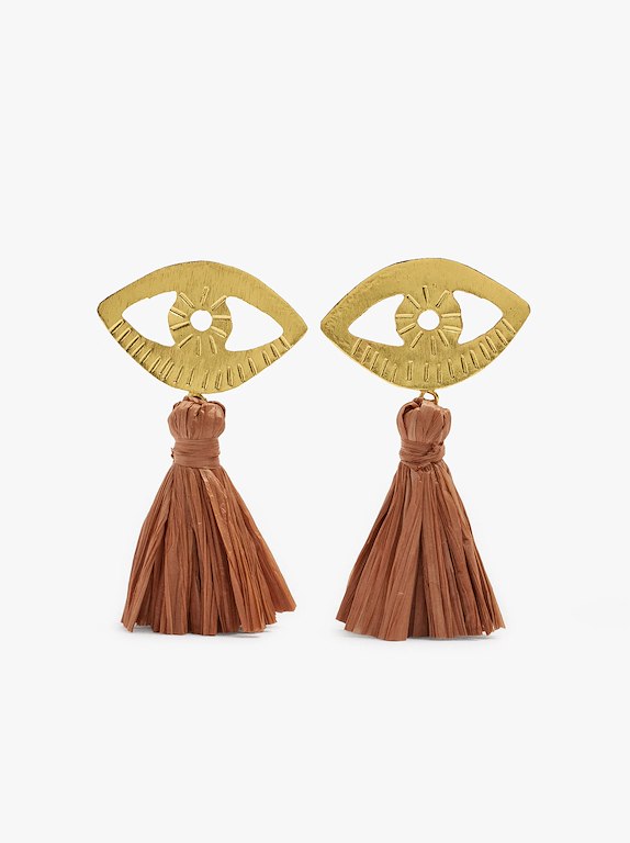 LONG EARRINGS WITH RAFFIA