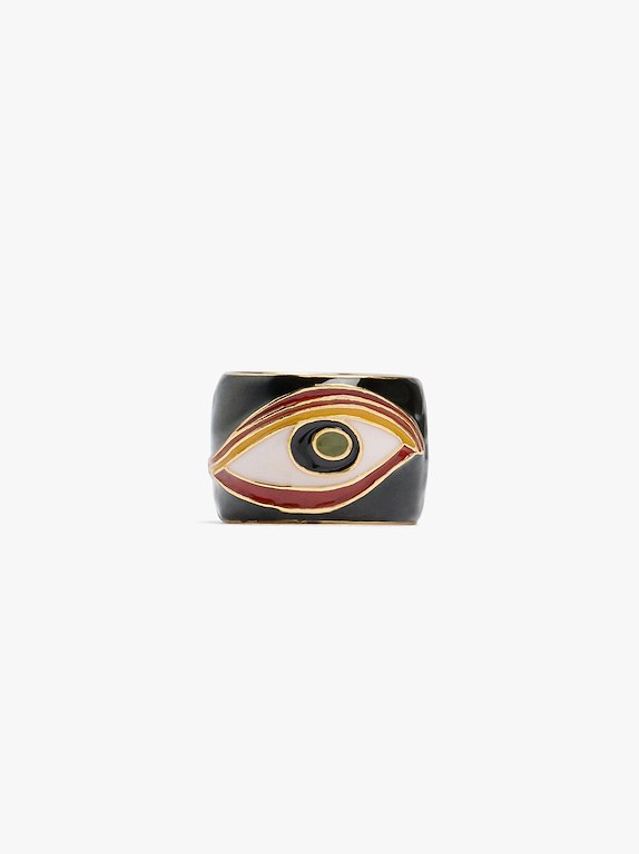 WIDE EYE RING WITH ENAMEL