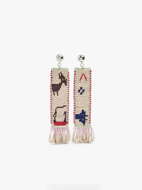 LONG EARRINGS WITH BEADS AND BELLS