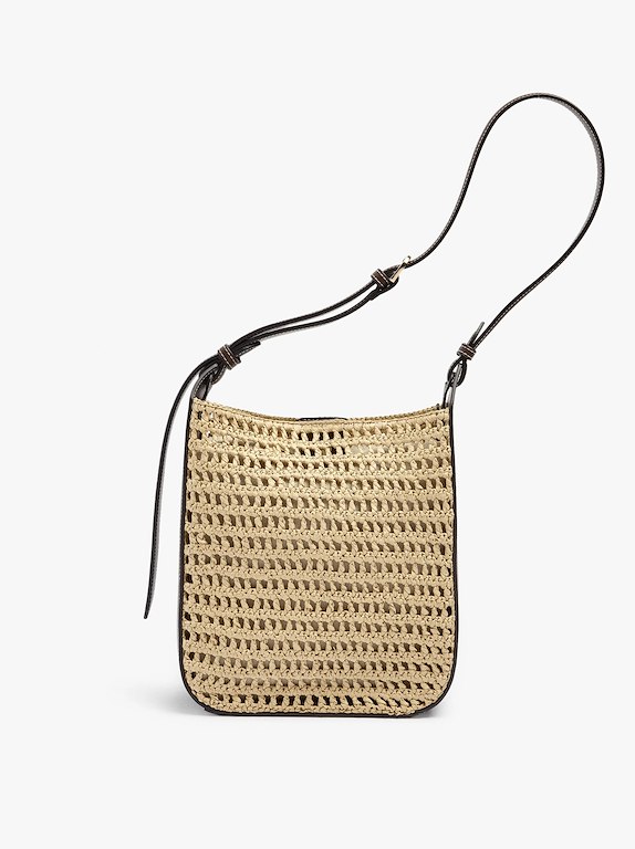 SHOULDER BAG WITH STRAW EFFECT WITH REMOVABLE POUCH