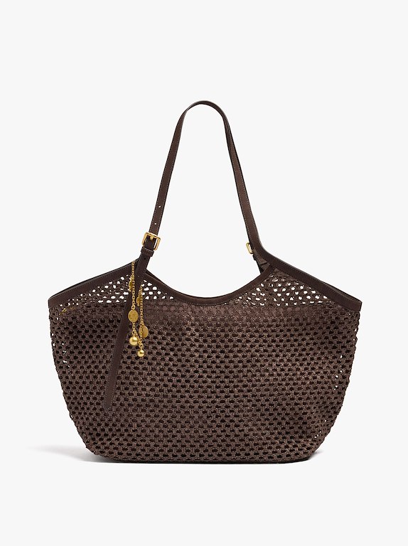 SHOPPER BAG STRAW-EFFECT WITH PENDANT