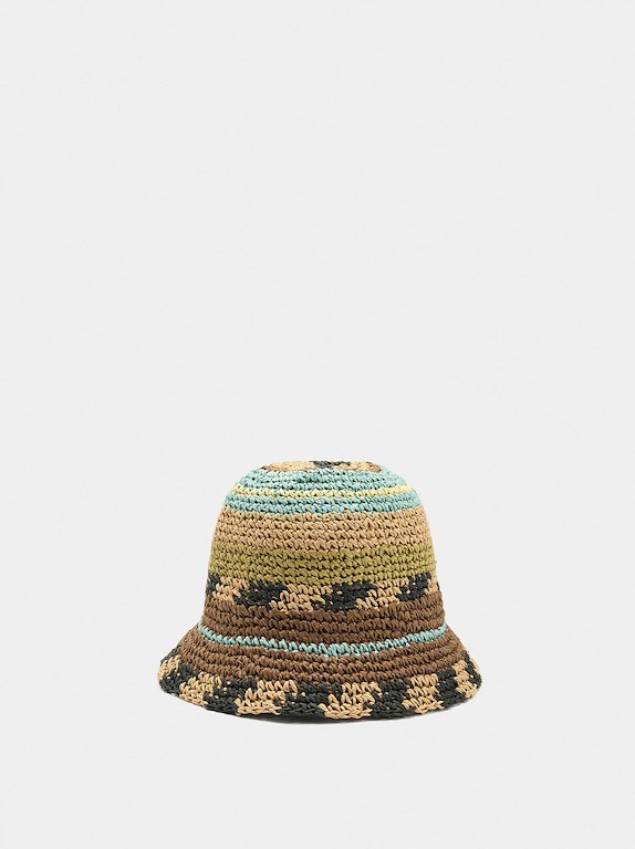 MULTICOLOR BUCKET HAT WITH STRAW EFFECT