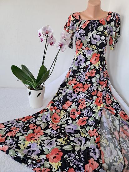 Pamucna maxi floral haljina sa slicem vel M