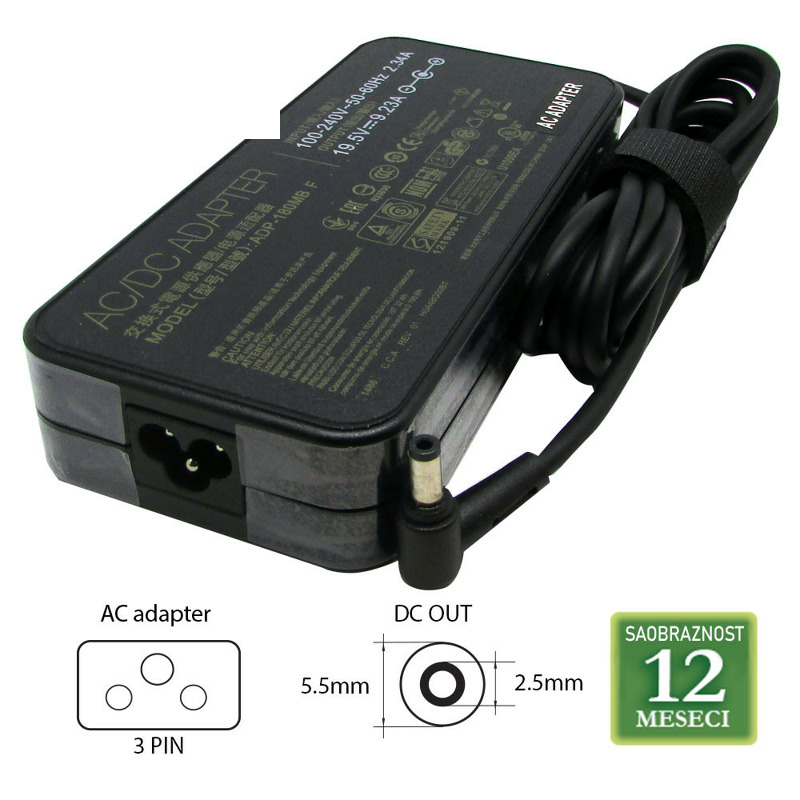 ASUS 19.5V-9.23A ( 5.5 * 2.5 ) ADP-180MB F 180W LAPTOP ADAPTER