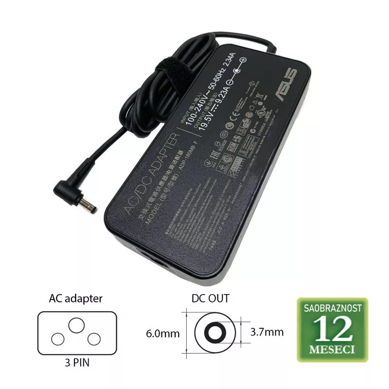 ASUS 19.5V-9.23A ( 6.0 * 3.7 ) ADP-180MB F 180W LAPTOP ADAPTER