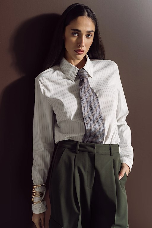 Basic striped poplin shirt