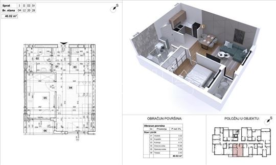 Stan,Novi Sad,Avijacija,kv: 40.00, € 116660
