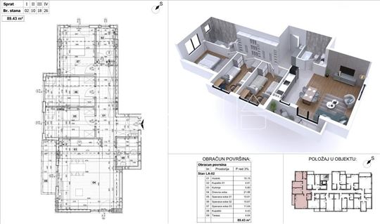 Stan,Novi Sad,Avijacija,kv: 89.00, € 241010