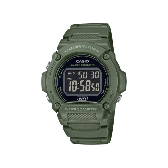Casio W-219HC-3B muški tinejdž sat Sport Digital Full Olive Green 47mm