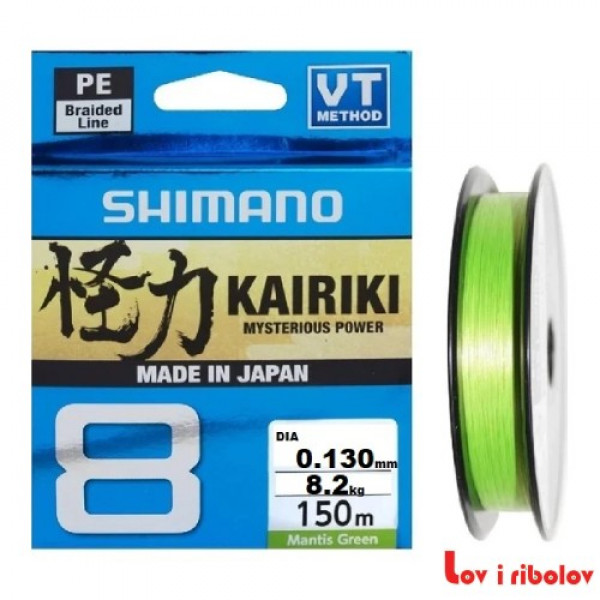 Upredena struna Shimano Kairiki 8 150m Mantis Green 0.130mm 8.2kg