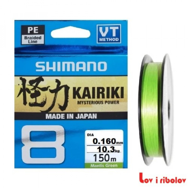 Upredena struna Shimano Kairiki 8 150m Mantis Green 0.160mm 10.3kg