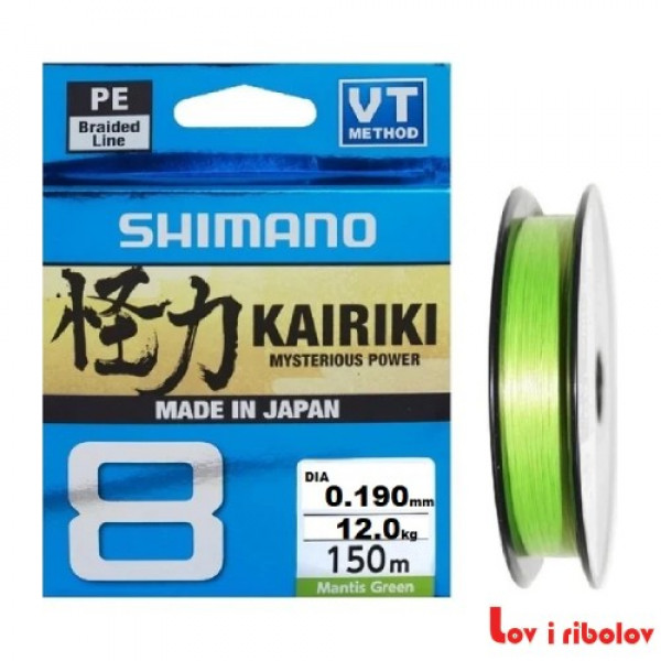 Upredena struna Shimano Kairiki 8 150m Mantis Green 0.190mm 12.0kg