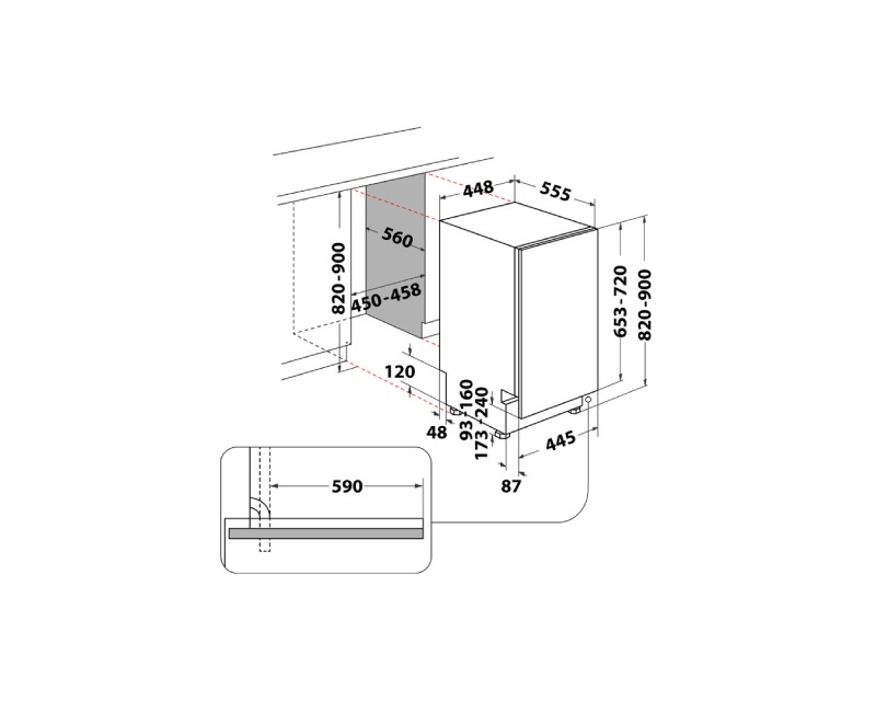 WHIRLPOOL WH6IB10BS7LA0 ugradna mašina za pranje sudova – 45cm