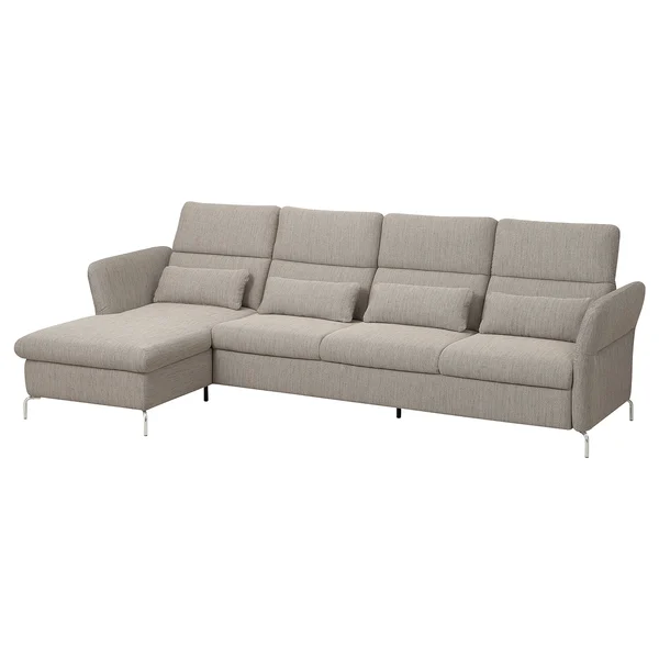 Sofa 4-sed i lenjivac, levo metal/Viarp bež/smeđa