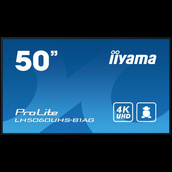 IIYAMA LFD LH5060UHS-B1AG 50" 4K UHD professional digital signage 3840x2160 16:9 500 cd/m2 1200:1 8ms Android 11 OS, iiSignage2, FailOver, EShare landscape, portrait