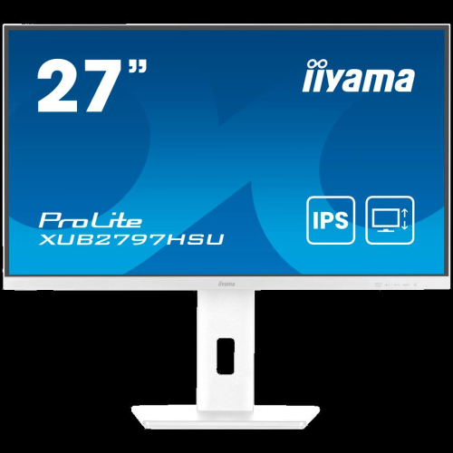 27" WHITE IPS-panel, 1920x1080@100Hz, 300cd/m2, 15cm Height Adj. Stand, Speakers, HDMI, DisplayPort, 1ms (MPRT), USB 2x2.0, dual monitor setup with XUB2797HSN-W2