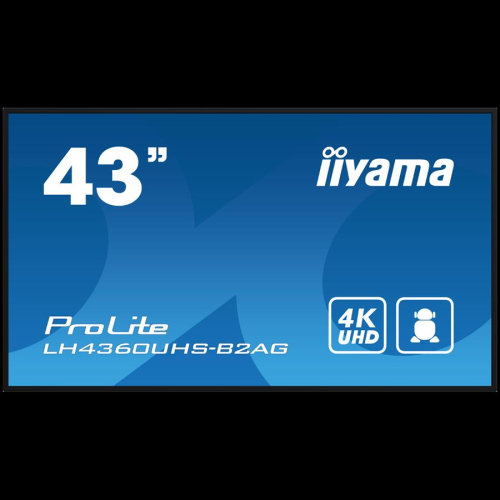 IIYAMA LFD LH4360UHS-B2AG 42.5" VA 3840 x 2160 @60Hz 500 cd/m2 5000:1 8.5ms Android 11 OS, iiSignage2, FailOver, EShare landscape, portrait 3y