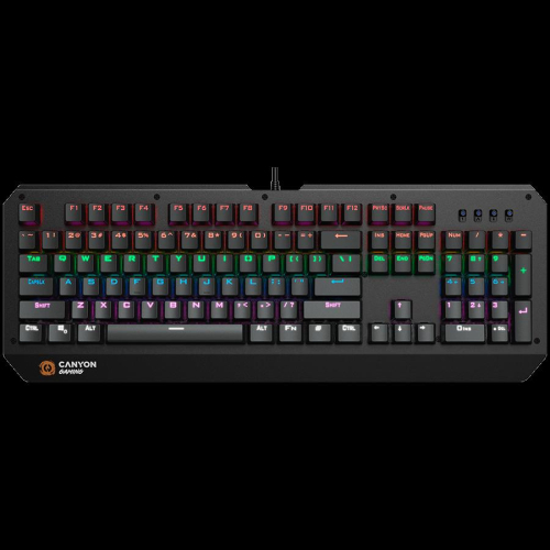 CANYON Hazard GK-6, Wired multimedia gaming keyboard with lighting effect, 108pcs rainbow LED, Numbers 104keys, EN double injection layout, cable length 1.8M, 450.5*163.7*42mm, 0.90kg, color black