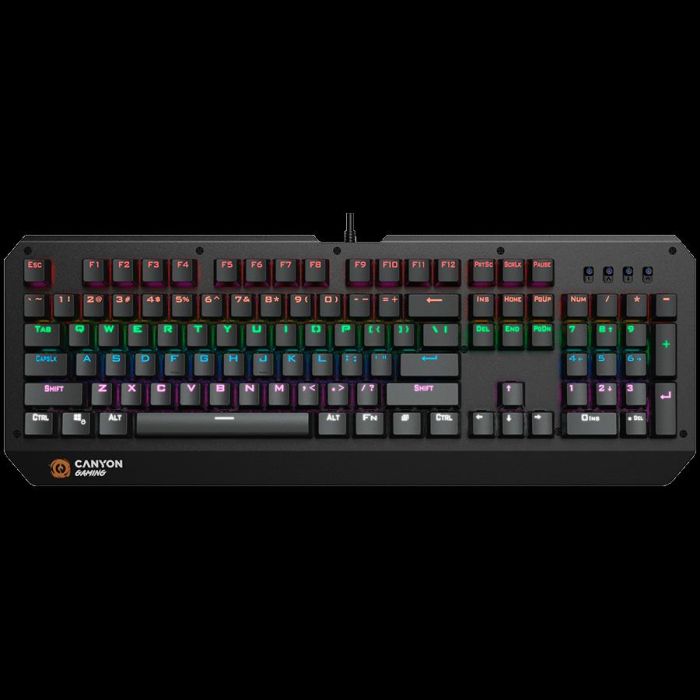 CANYON Hazard GK-6, Wired multimedia gaming keyboard with lighting effect, 108pcs rainbow LED, Numbers 104keys, EN double injection layout, cable length 1.8M, 450.5*163.7*42mm, 0.90kg, color black
