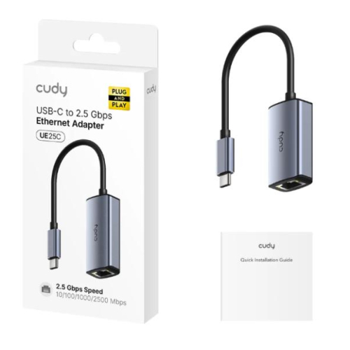 Cudy UE25C, USB-C adapter za Ethernet od 2.5 Gbps, 10/100/1000/2500 Mbps