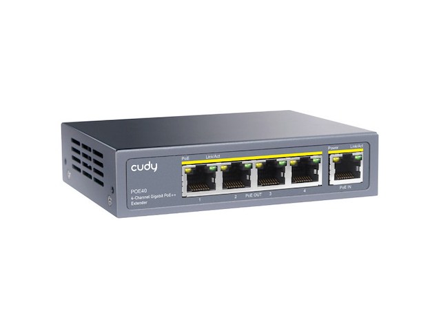 Cudy POE40 60W/30W Gigabit POE+ Extender, 802.3af/802.3at Standard, Data Power 100 Meters, Metal