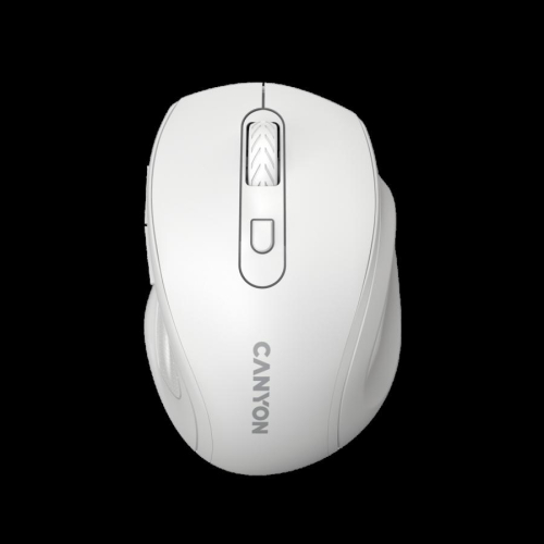 Canyon 6 buttons wireless 2.4Ghz mouse, MX8650A Sensor, DPI up to 1600,Injection case, 3 M life times left and right switches, 2xAAA battery, ABS material, Size: 105x71x40mm, Weight: 59g, white