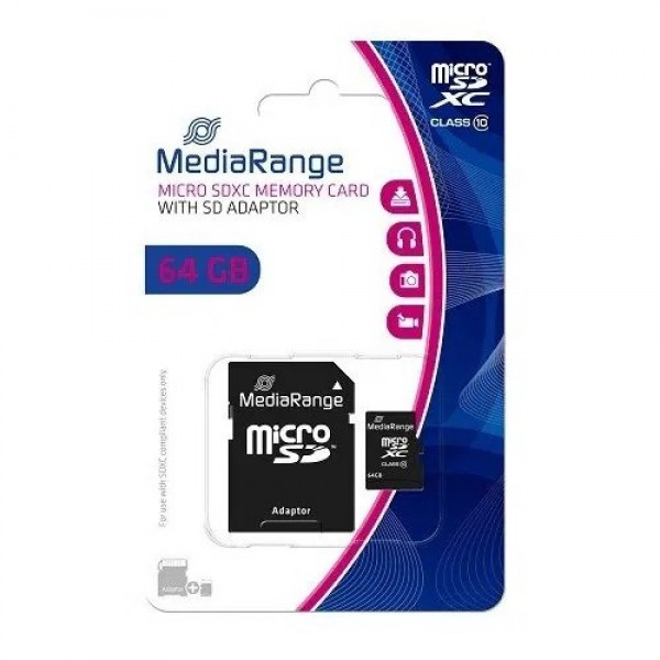 MediaRange 64GB microSD w/adapter