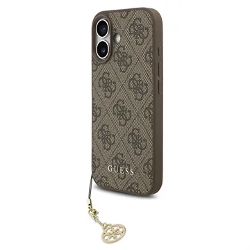 IPHONE 17 GUESS 4G CHARM HYBRID CASE - MAGSAFE COMPATIBLE - BROWN