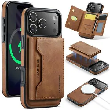 IPHONE 17 PRO MAGKING K2 MAGSAFE CASE WITH DETACHABLE WALLET - BROWN