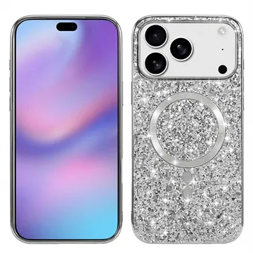 IPHONE 17 PRO ELECTROPLATED GLITTER CASE - MAGSAFE COMPATIBLE - SILVER