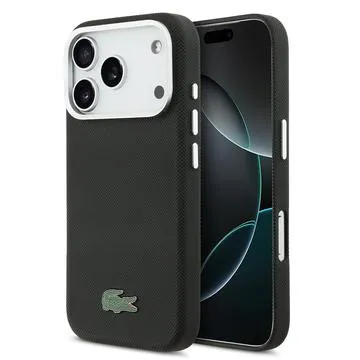 IPHONE 17 PRO LACOSTE ICONIC PETIT PIQUE METAL LOGO CASE - MAGSAFE COMPATIBLE - BLACK