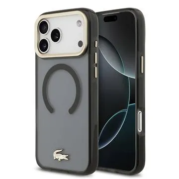 IPHONE 17 PRO MAX LACOSTE FROSTED FINISH GOLD LOGO HYBRID CASE - MAGSAFE COMPATIBLE - BLACK