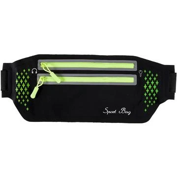 LIGHTWEIGHT RUNNING BELT BAG WITH REFLECTIVE STRIP AND ZIPPER POCKETS - 7.2"