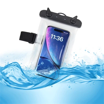 SLIM UNIVERSAL WATERPROOF CASE WITH ARMBAND - 6.8" - BLACK