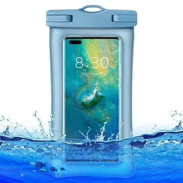 SHOCKPROOF SMARTPHONE WATERPROOF CASE W. STRAP - 7.2" - BLUE
