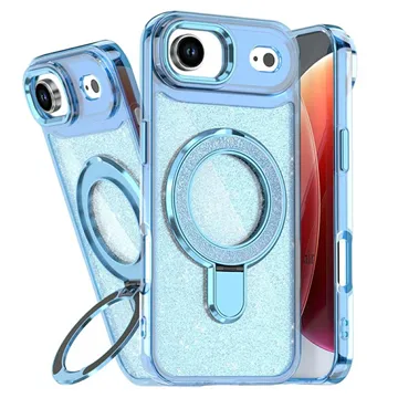 IPHONE AIR GLITTER HYBRID CASE WITH KICKSTAND - MAGSAFE COMPATIBLE - BLUE