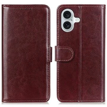 IPHONE 16 WALLET CASE WITH MAGNETIC CLOSURE - BROWN