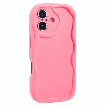 IPHONE 16 PLUS CANDY COLOR WAVY TPU CASE - HOT PINK