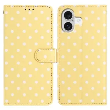 IPHONE 16 PLUS POLKA DOT PATTERN WALLET CASE - YELLOW