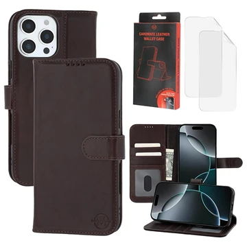IPHONE 16 PRO MYTPHONE CARDMATE LEATHER WALLET CASE - DARK BROWN