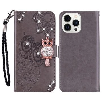IPHONE 16 PRO MAX OWL RHINESTONE WALLET CASE